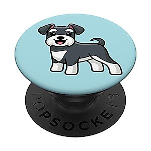 Cute Blue White Gray Schnauzer Kawaii Dogs Puppy Animals PopSockets Swappable PopGrip