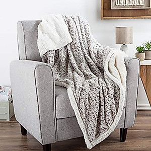 Lavish Home Plush Flower Fleece Sherpa Throw Blanket, Brown