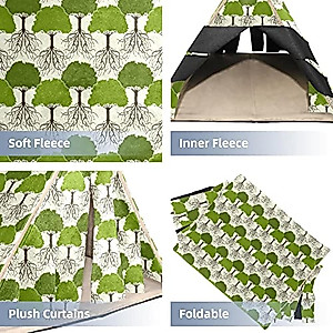 Y-DSIWX Guinea Pig Hideout Cozy Hamster House Cave for Bunny Chinchilla Hedgehog Small Animal Tree with Roots Seamless Pattern