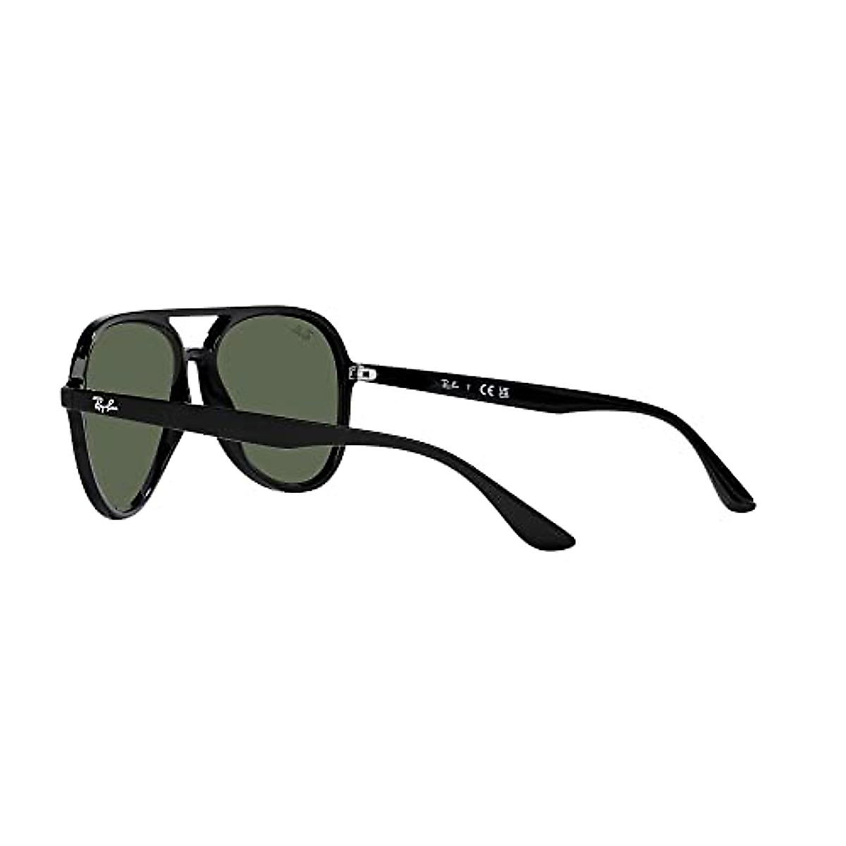 Ray-Ban RB4376F Low Bridge Fit Aviator Sunglasses, Black/Dark Green, 57 mm