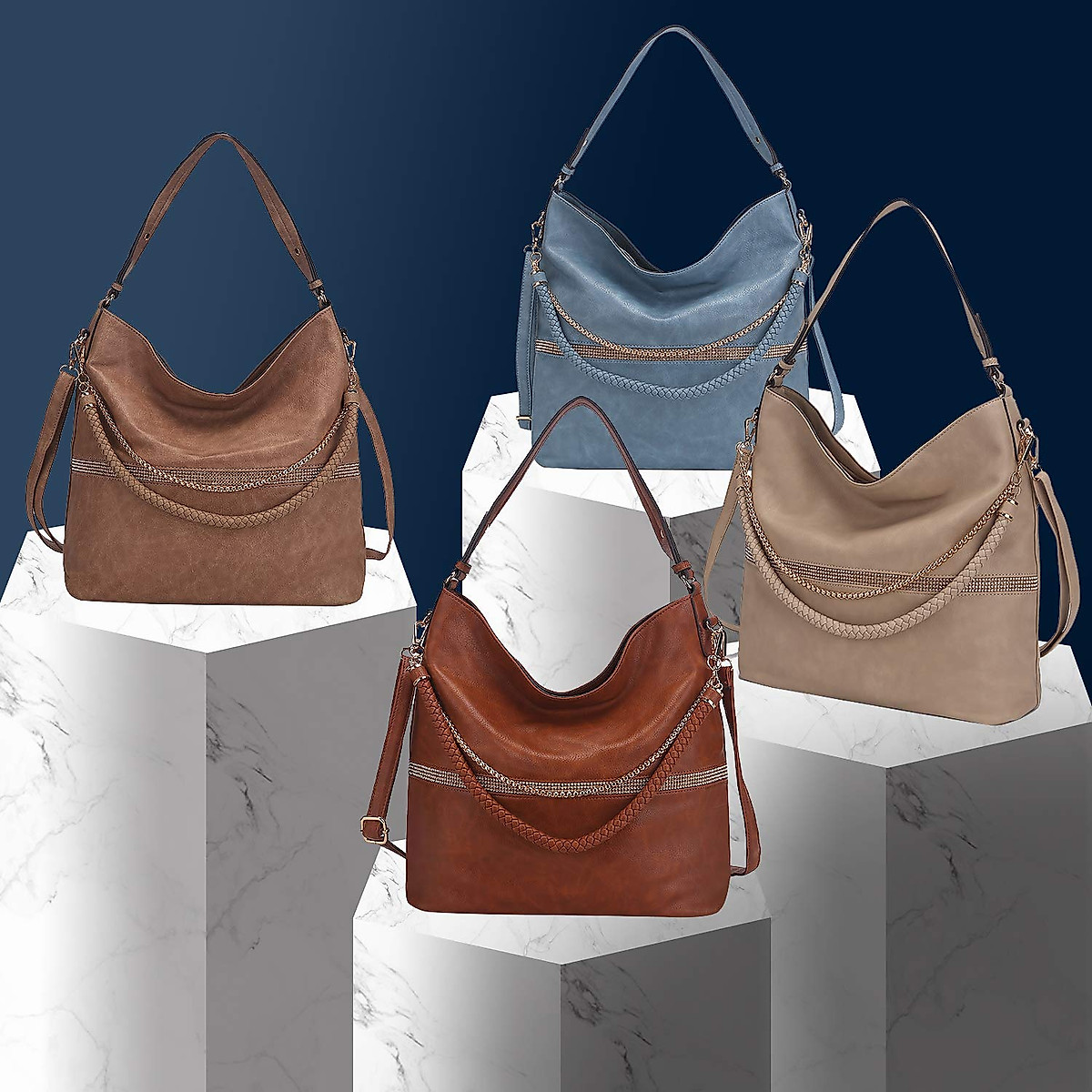 MKF Crossbody for Women - Adjustable Shoulder Strap - PU Leather Top-Handle Handbag Purse Satchel-Tote Bag Charm Brown