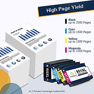ColorKing Remanufactured Ink Cartridge Replacement for HP 950 XL 950XL 951 XL 951XL to use with OfficeJet Pro 8600 8610 8615 8620 8625 8630 8100 276dw 251dw Printer (4 High Yield Combo Pack)