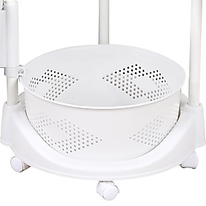 QIUTMER Rotating Storage Rack 5 Tiers Round Rotating Fruit and Vegetable Basket Kitchen Storage Rack with Universal Wheels White for Living Room Kitchen Laundry Room Craft Room Bathroom