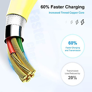 FGUIME 4Pack Long iPhone Charger Cord 10 ft, [Mfi Certified] Charging Cable, Lightning Cable to USB Compatible with iPhone 14 13 12 11 Pro Max XR XS X 8 7 6 Plus SE 5S iPad and More - Yellow