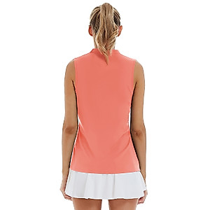LastFor1 Women's Golf Sleeveless Polo Shirts UPF 50+ V Neck Athletic Tank Tops Outdoor Sports Quick Dry Moisture Wicking Pink XXL