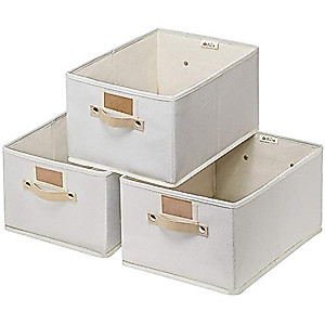 OLLVIA Large Baskets for Organizing 3 Pack, Decorative Storage Boxes for Shelves, Rectangle Closet Baskets Box, Foldable Sturdy Storage Basket with Handle for Nursery Home|Office