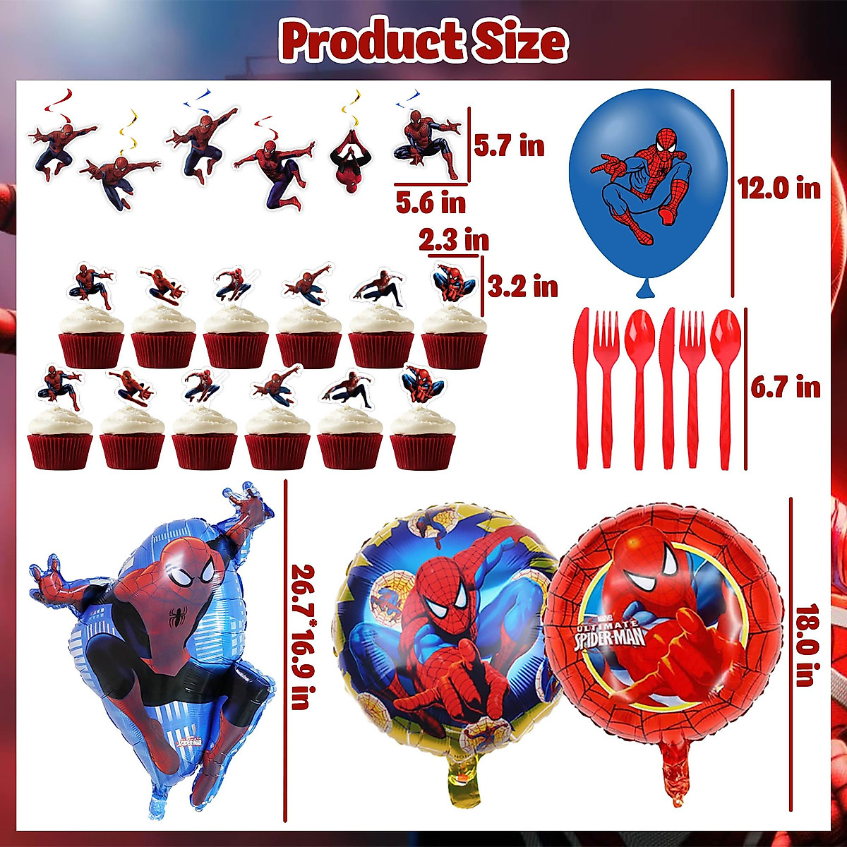 Spider Birthday Decorations, Spider Party Decorations Include Banner, Balloons, Tablecloth, Paper Tableware, Hanging Swirl, Backdrop, Spider Birthday Party