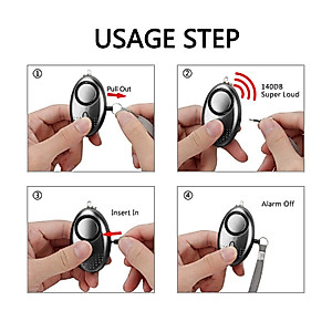 Personal Alarm for Women, 10 Packs 140DB Emergency Self-Defense Security Alarm Keychain with LED Light for Women Kids and Elders (Black & White)