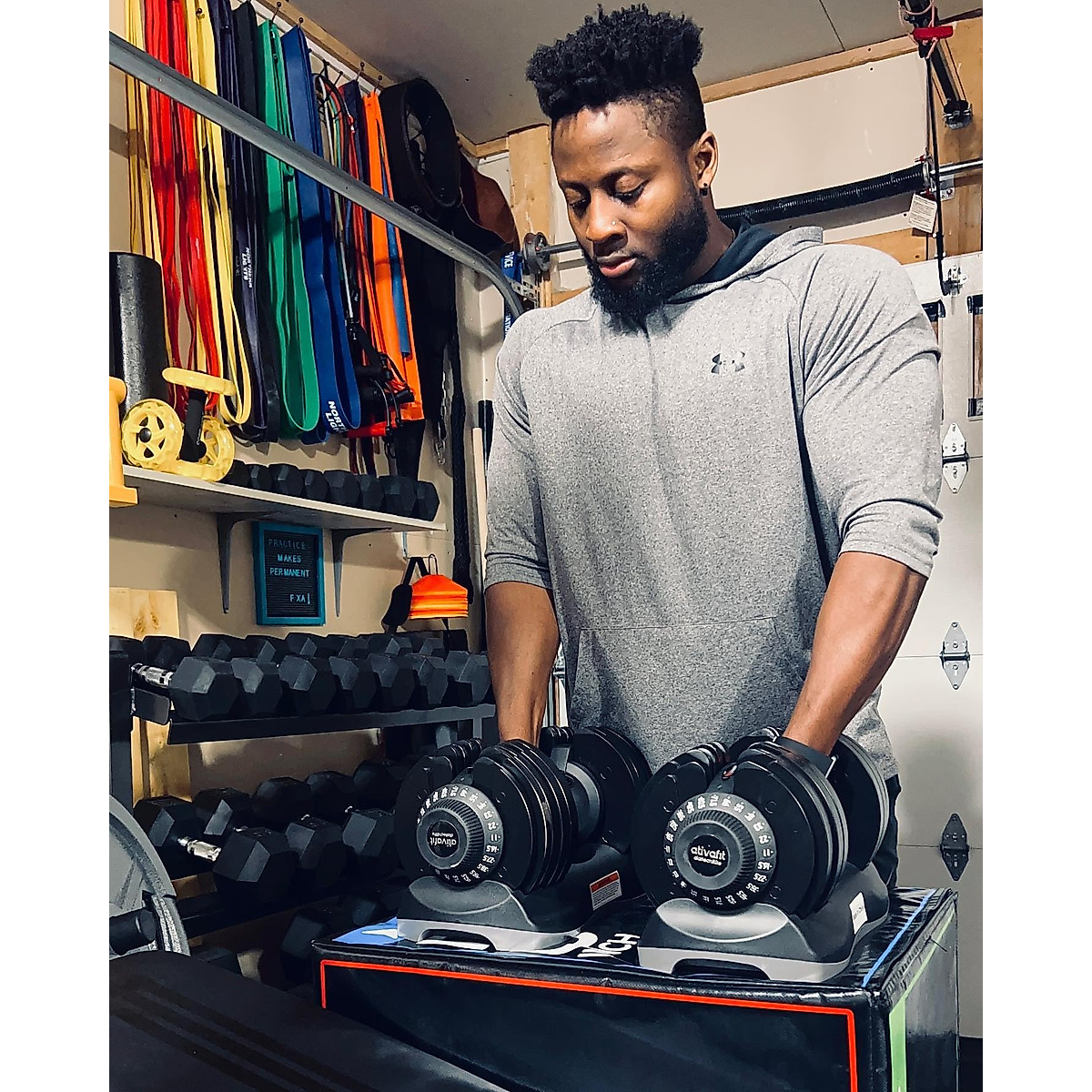 Ativafit 27.5 LBS/66LBS/88LBS Adjustable Dumbbell Set with Anti-slip Handle 12 In 1 Quick Dial Adjustment Weights With Safety Locking Button Space Saving Strength Training for Full Body Home Gym Workout