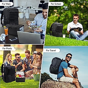 BERTASCHE Lunch Backpack, Laptop Backpack 15.6 inch Work Backpack w/Insulated Cooler Lunch Box for Men Women, Casual Daypack for Work Commuter Picnic College
