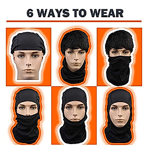 YUNAI Motorcycle Cycling Balaclava Face Mask – Windproof Hot Weather Breathable Full Face UV Protection Balaclava Hood Thermal for Outdoor Skiing Sports Hiking Black