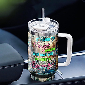 WAZONE Personalized Cardinal Birds 40oz Tumbler with Handle and Straw Lid Stainless Steel Insulated Cup Tumblers Its Hard To Forget Someone Who Gave You So Much To Remember Sympathy Gift