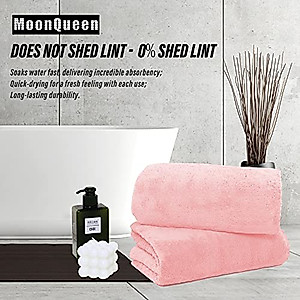 MOONQUEEN 2 Pack Premium Bath Towel Set - Quick Drying - Microfiber Coral Velvet Highly Absorbent Towels - Multipurpose Use as Bath Fitness, Bathroom, Shower, Sports, Yoga Towel (Pink)