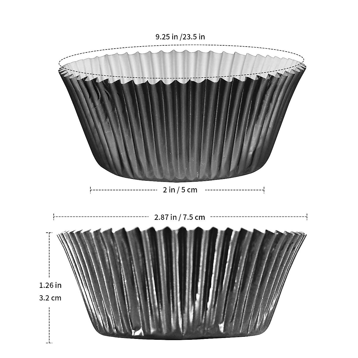 Vibrille Rose Gold Foil Cupcake Liners Standard Muffin Baking Cups, 200-count