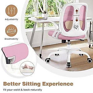 Razzor Office Chair, Ergonomic Computer Desk Chair with Lumbar Support, Breathable Mesh Rolling Swivel Task Chair with Flip-up Armrest and Adjustable Height for Home Office - Pink
