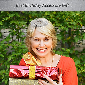 60th Birthday Sash & Tiara Set for Women - 60 Never Looked So Good Glitter Sash - Waves Rhinestone Silver Tiara - Gift for 60th Celebration Decorations, and Accessories