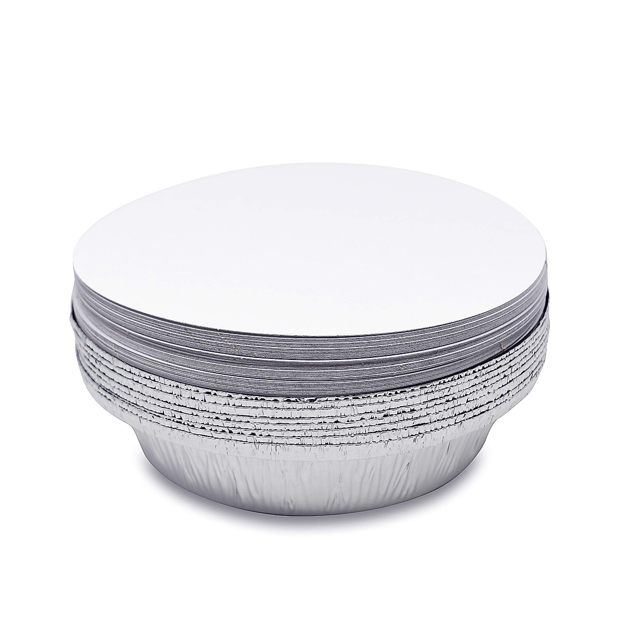 (45 Pack) Premium 9-Inch Round Foil Pans with Board Lids l Heavy Duty l Disposable Aluminum Tin for Roasting, Baking, or Cooking