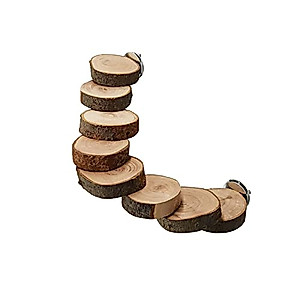 Bird Platform Perch Playground for Budgie Parakeet, Cage Natural Wood Play Stand Parrot Flat Perches for Large Birds, Birdcage Ladder Climbing Toy 8 Step