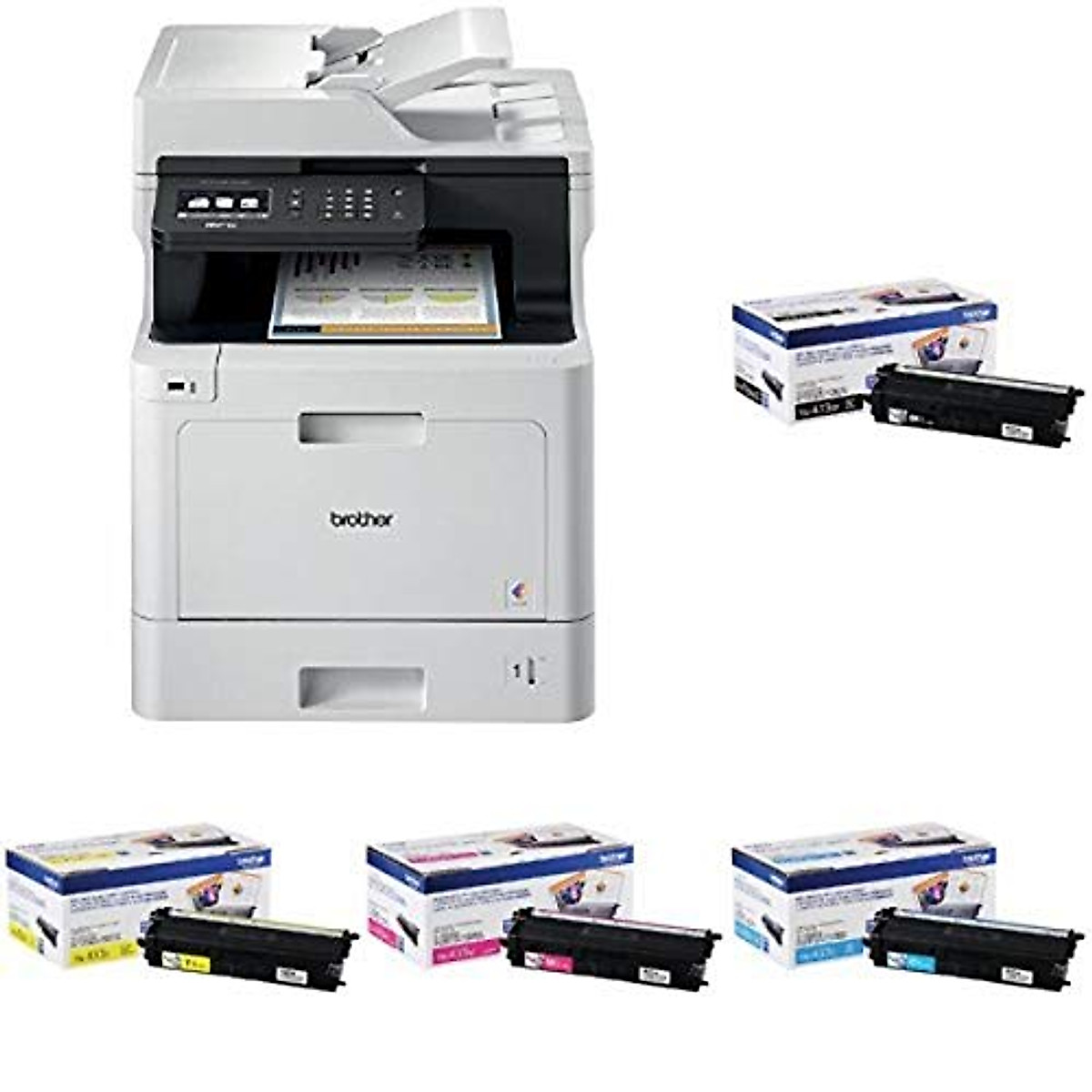 Brother MFC-L8610CDW Business Color All-in-One Duplex Laser Printer, Wireless and Ethernet Connectivity, includes High Yield Toner-Retail Packaging (Black, Cyan, Magenta & Yellow)