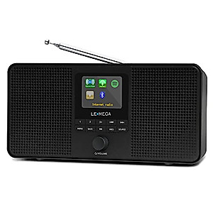 LEMEGA IR4S Stereo WiFi Internet Radio,FM Digital Radio, Spotify Connect, Bluetooth Speaker, Dual Alarms Clock, 40 Presets, Headphone-Output, Batteries or Mains Powered – Black Finish