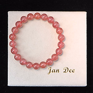 Jan&Dee Natural Women Strawberry Quartz Stretch Crystal Bracelet Beads 8mm
