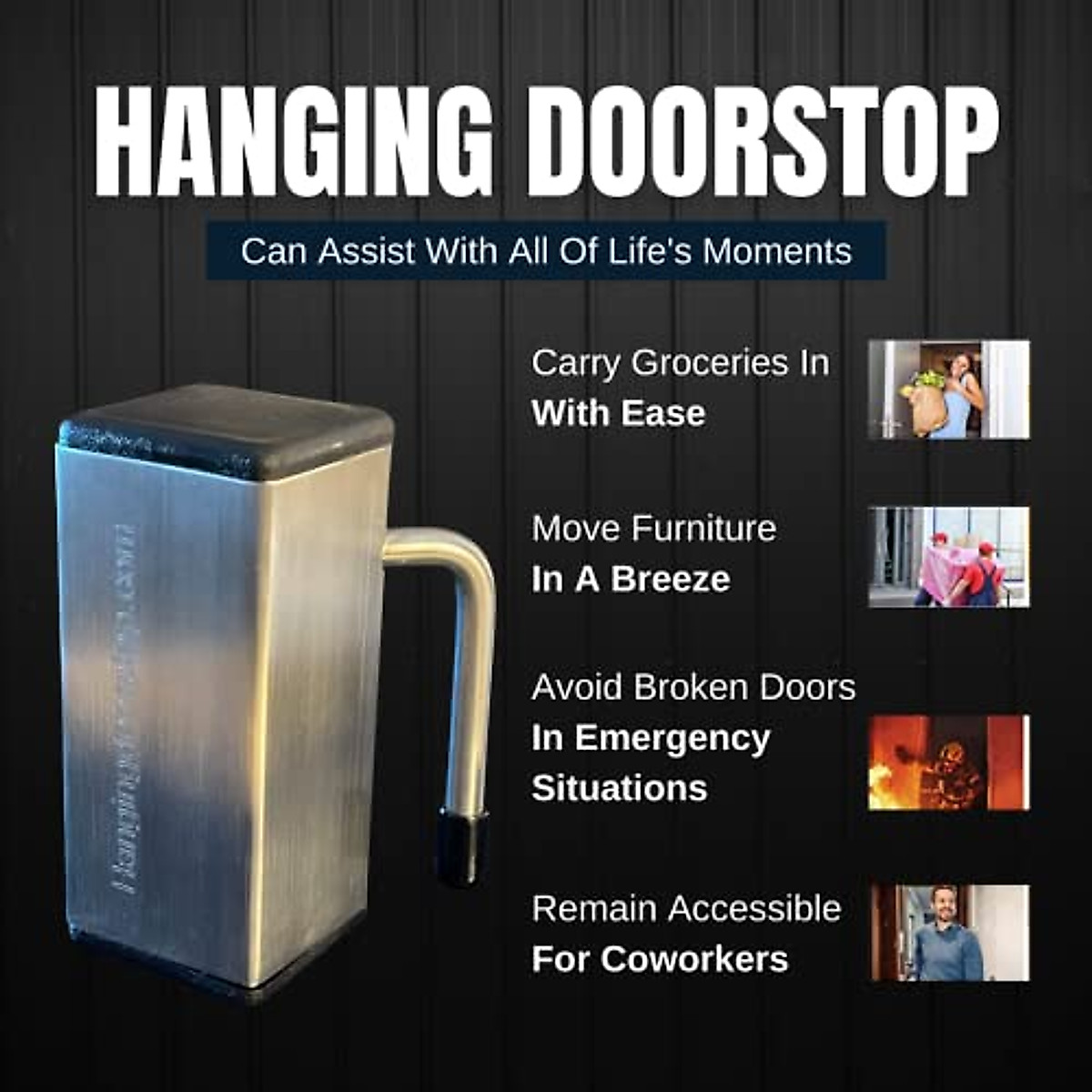 Hanging Doorstop Silver Hanging Door Stopper | Open Doors at 90 Degrees | Heavy Duty, Easy to Install On The Hinge, Durable, Safe for Kids & Pets | Perfect for Office & Home (The Best)