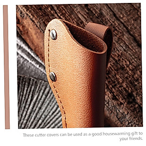 Zerodeko Glamping Accessories 4 Pcs Leather Sashimi Case Butcher Sleeve Chef Guard Blade Shield Shop Knives Long Guards Leather Sheath Cutter Cover for Restaurant Luxury Tool Pruner