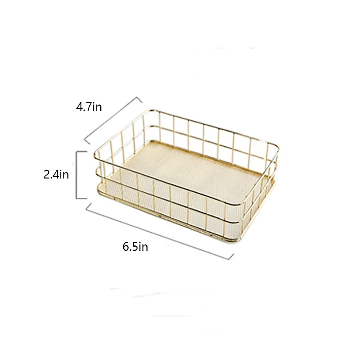 AESGXTU Gold Metal Storage Basket Desktop Iron Grid Simple Snack Storage Tray for Home Decor＆Orderly Storage (Small)