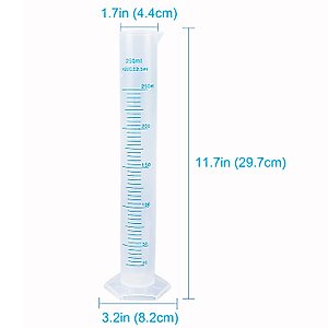 6Pack Plastic Graduated Cylinder 250 ml Transparent Measuring Cylinder Set, Science Measuring Test Tube Flask, Graduated Cylinder Beaker with 2-Sided Marking & Pour Spout for Home and School Science
