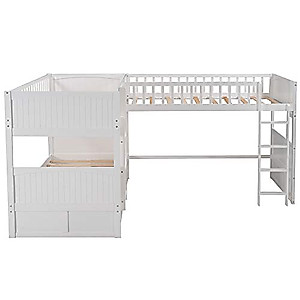 Merax Bunk Bed with a Loft Attached, Two Storage Drawers
