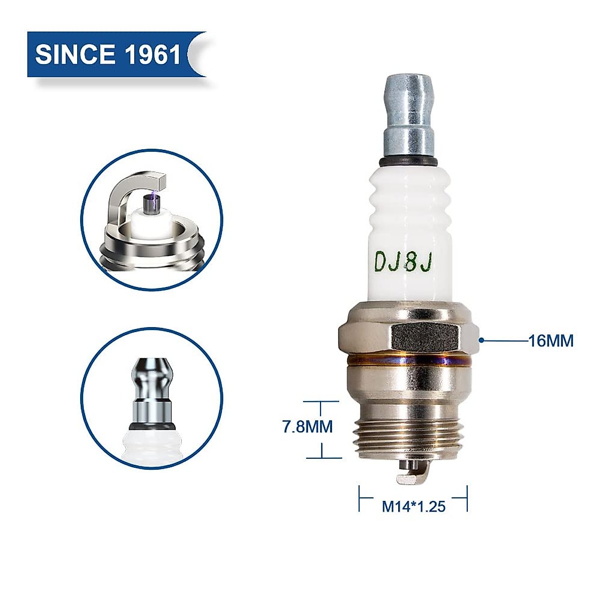 2PK TORCH DJ8J Spark Plug Replace for CHAMPION DJ8J DJ7J 847 850, for NGK BM6F, 794-00050, 794-00055A, for BOSCH HS8E, WAK145T3, for DENSO T20M-U, for MEGA-FIRE SE-J8D, for ACDelco CS44TA CS45T, OEM