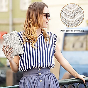 UBORSE Women Evening Clutch Bags Vintage Wedding Purse Beaded Bags Cocktail Party Bridal Prom Handbag for Women（Apricot）