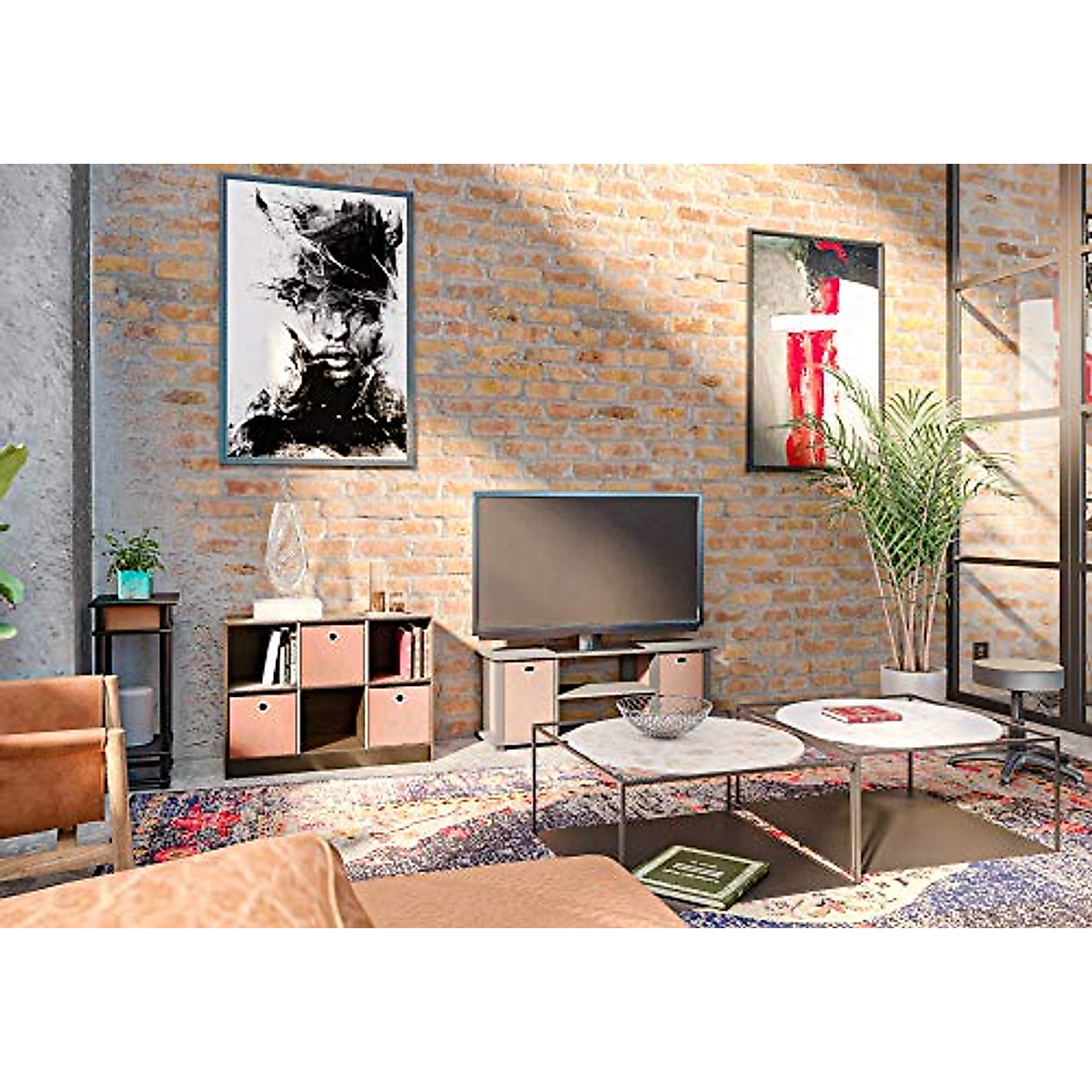 Furinno 17017 Turn-N-Tube End Table, 1-Pack, Espresso