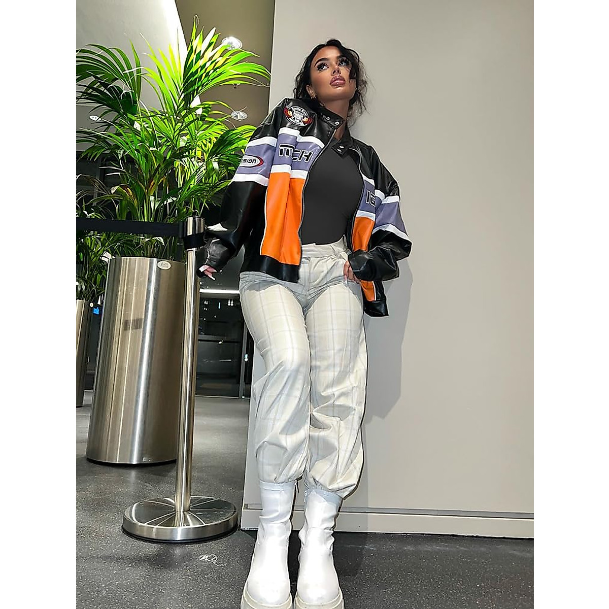 HYZ Women's 2 Piece Fall Long Sleeve Crew Neck Fitted Basic Workout Tunic Tops (US, Alpha, Large, Regular, Regular, Black Drakgray)