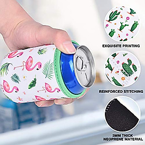 Set of 4 Neoprene Can Sleeves - Collapsible Thermocoolers Can Cooler Sleeves Tropical Summer Soda Beer Caddies for Weddings Bridal Shower Birthday Beach Bachelorette Parties