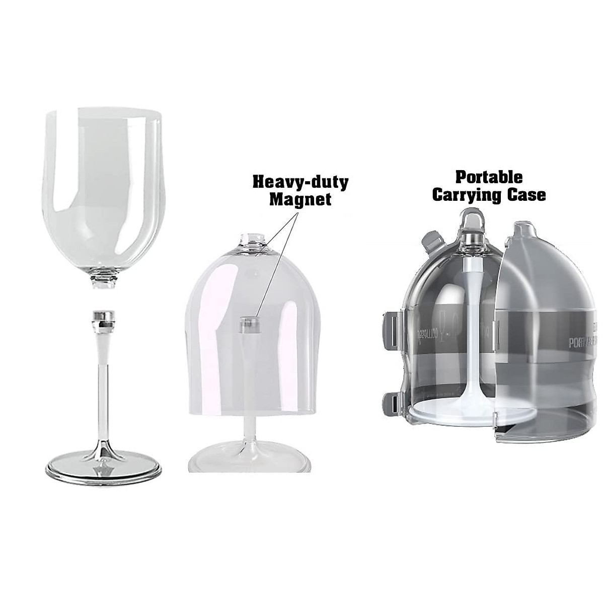 Transparent Portable Collapsible Wine Glass | Unbreakable, Shatterproof Clear Plastic Wine Glass | BPA FREE, Dishwasher Safe, Detachable Stem Wine Cup | Perfect for Camping, Outdoor, and Travel