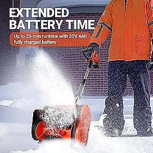 VOLTASK Cordless Snow Shovel, 20V | 10-Inch | 4-Ah Cordless Snow Blower, Battery Snow Blower with Adjustable Front Handle (4-Ah Battery & Quick Charger Included), SS-20C