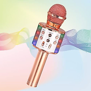 Alversun Wireless Karaoke Microphone for Kids, Bluetooth Karaoke Microphone Portable Handheld Singing Karaoke Mic Speaker Gifts for 3 4 5 6 7 Years Old Toys Girl Boy, Rose Gold