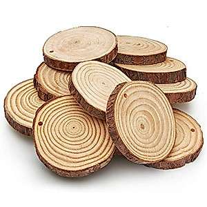 ARTEZA Natural Wood Slices, 2.4-2.8 Inch Diameter, Set of 45, Brown Round Pine Wood Discs with Bark for Crafts, Christmas Ornaments, Centerpieces