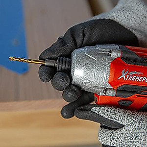XtremepowerUS 47532 Impact Driver 1/4" w/2.0 Ah Battery 20V Brushless Cordless Red Lithium-Ion Drill Electric Combo