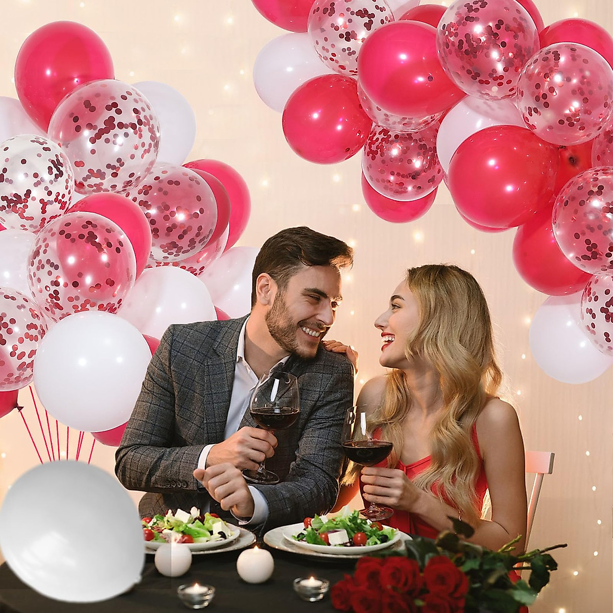 Red Balloons Party Decorations, 50 Pcs 12 In Birthday Decorations for Girls, Happy Birthday Balloons with Red Balloons and White Balloons