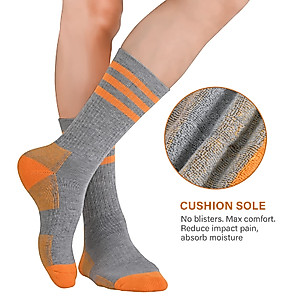 COOPLUS Womens Athletic Crew Socks 5 Pairs Outdoor Recreation Socks Performance Wicking Cushion Mid-Calf Socks