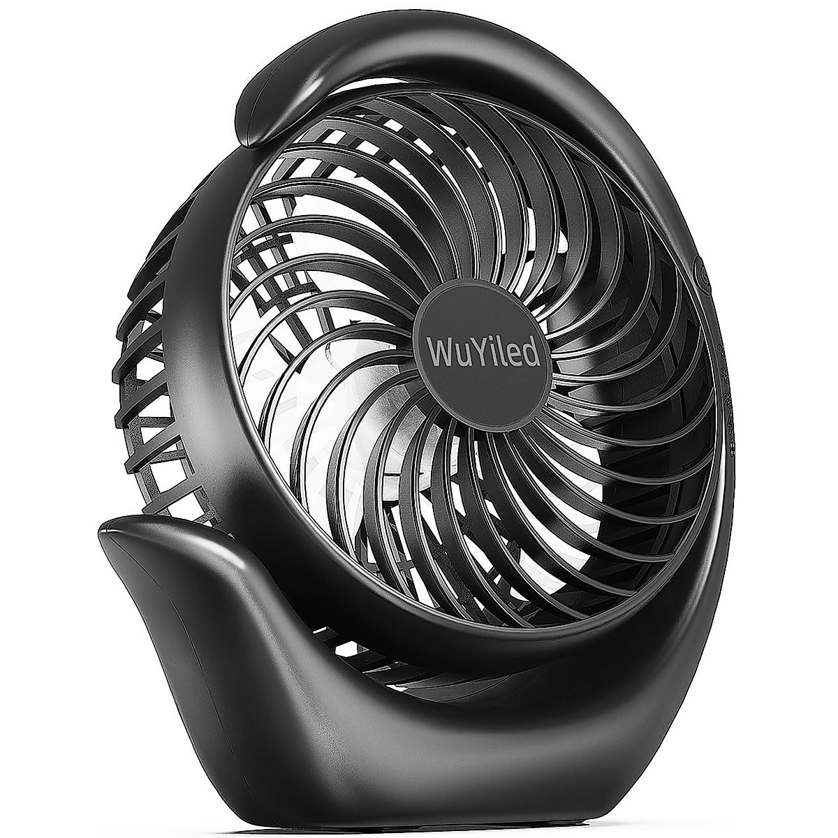 WUYILED Small Rechargeable Fan, Portable Usb or Battery Fan, 3600mah Small Desk Fan, 8-24Hours Working, 3 Speed & Keep Quiet, 3.28Ft Charging Cord(Black)