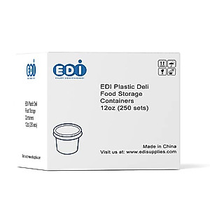 EDI [12 OZ, 250 Sets] Wholesale Plastic Deli Food Storage Containers with Airtight Lids | Microwave-, Freezer-, Dishwasher-Safe | BPA Free | Heavy-Duty | Meal Prep | Leakproof | Recyclable