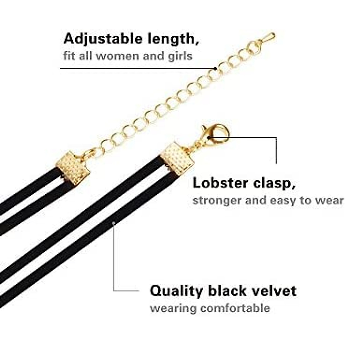 Black Velvet Necklace Classic Necklace (3 pieces)