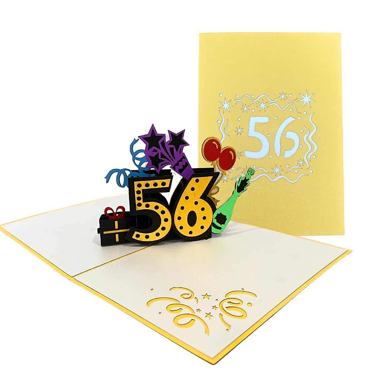 ALPHAK Happy 56th Birthday 3D Pop Up Card, Birthday 3D Greeting Card, 56th Birthday Gifts