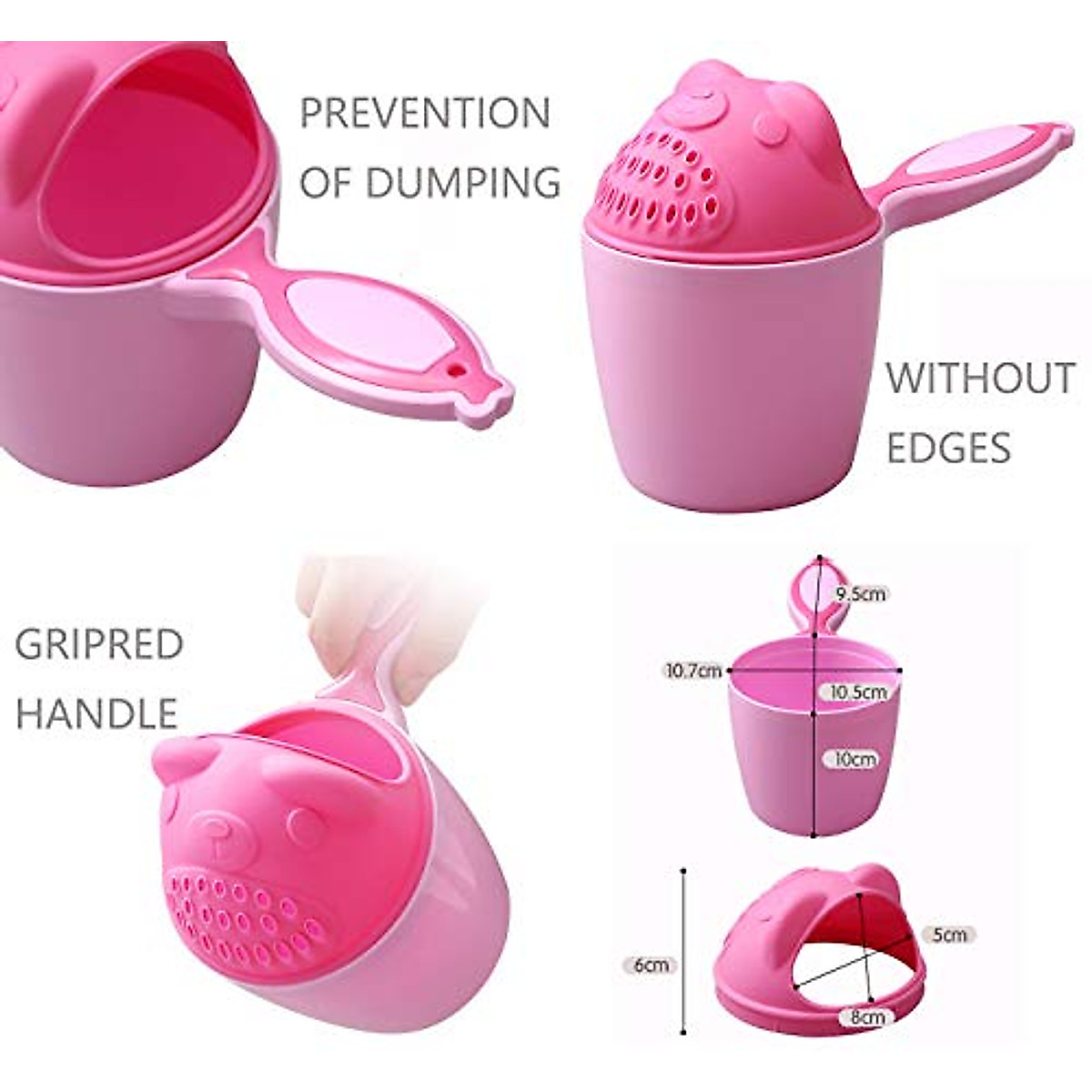 Rinse Shampoo Rinser Baby Rinse Cup Baby Bath Rinser Wash Hair Cup by Protecting Infant Eyes (Bear-Pink)