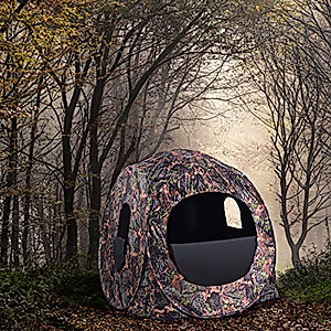 GYMAX Hunting Blind, 3 Persons Pop Up Ground Blind with Hub System, Carry Bag for Deer & Turkey, Camo Hunting Tent with 360 Degree View See Through Portable Durable Deer Blind