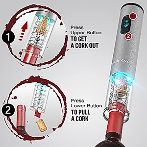 Electric Wine Opener Set Uncle Viner with Charger & Batteries - Gift Idea for Wine Lover - Battery Operated Corkscrew - Automatic Cordless Wine Bottle Opener Rechargeable - Mother's Day Christmas Kit