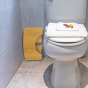 Toilet Stool for Adults, 7" Foldable Bathroom Toilet Poop Stool with Non-Slip Mat for Adults, Children, Original Simple Design Halloween Decorations Healthy Portable Adult Bathroom Toilet Stool, Wood
